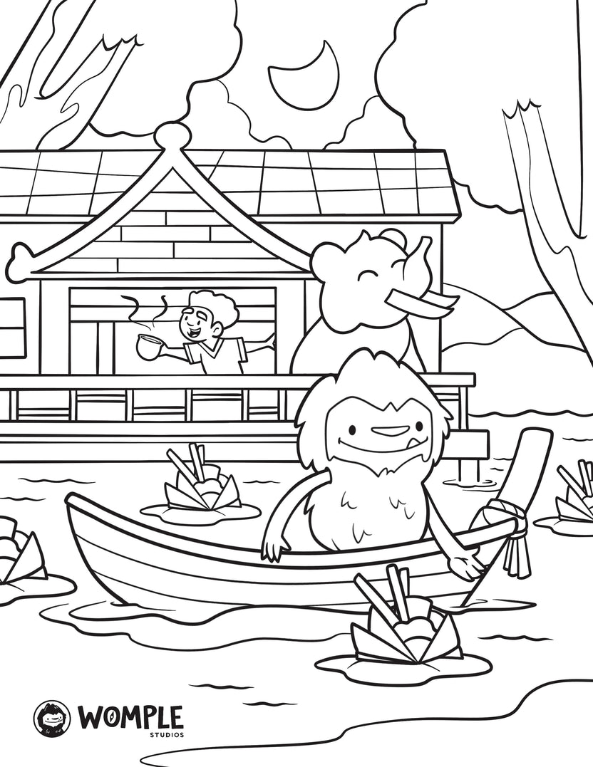 Womple Studios | Loy Krathong Festival Coloring Page